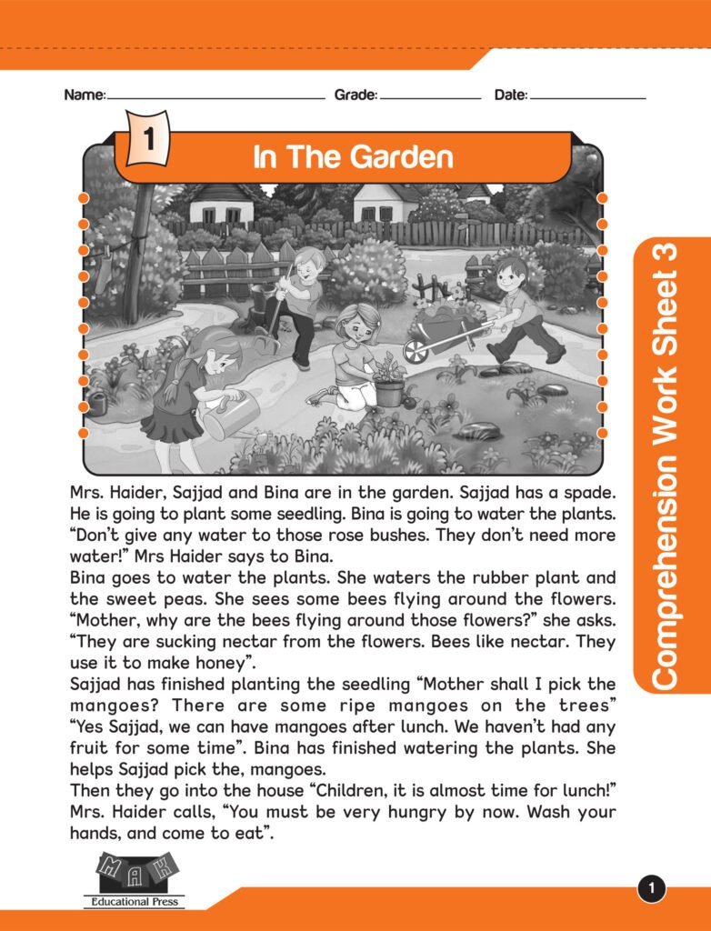 Comprehension Worksheet Grade 3 – Mak Educational Press